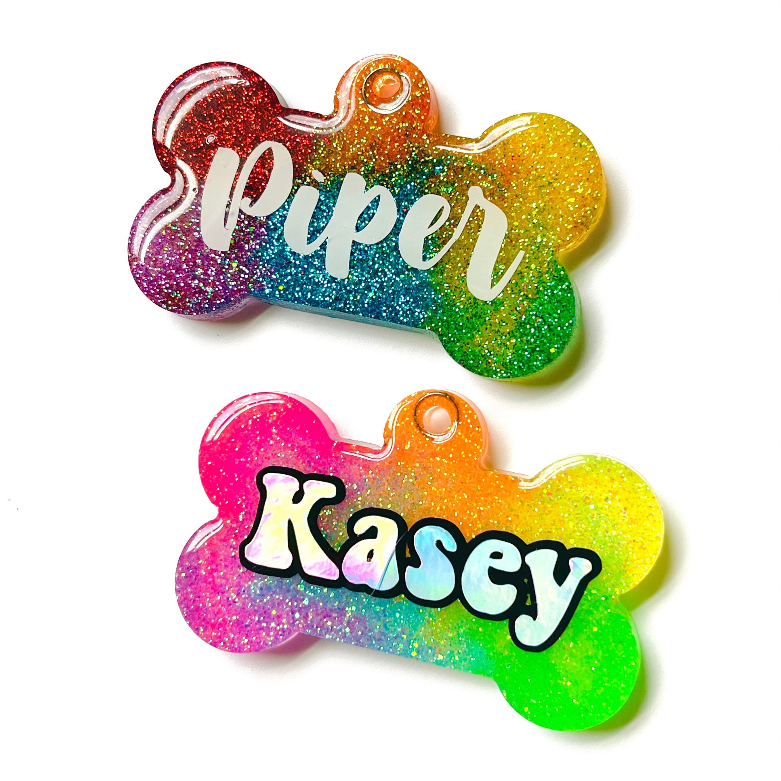 Rainbow Glitter Dog Tag Tye Dye Resin Dog Tag Pride Dog Tag - Etsy