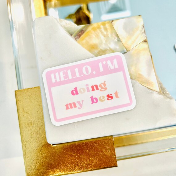 Gradient Pink Hello Name Tag Sticker FREE Shipping - Etsy