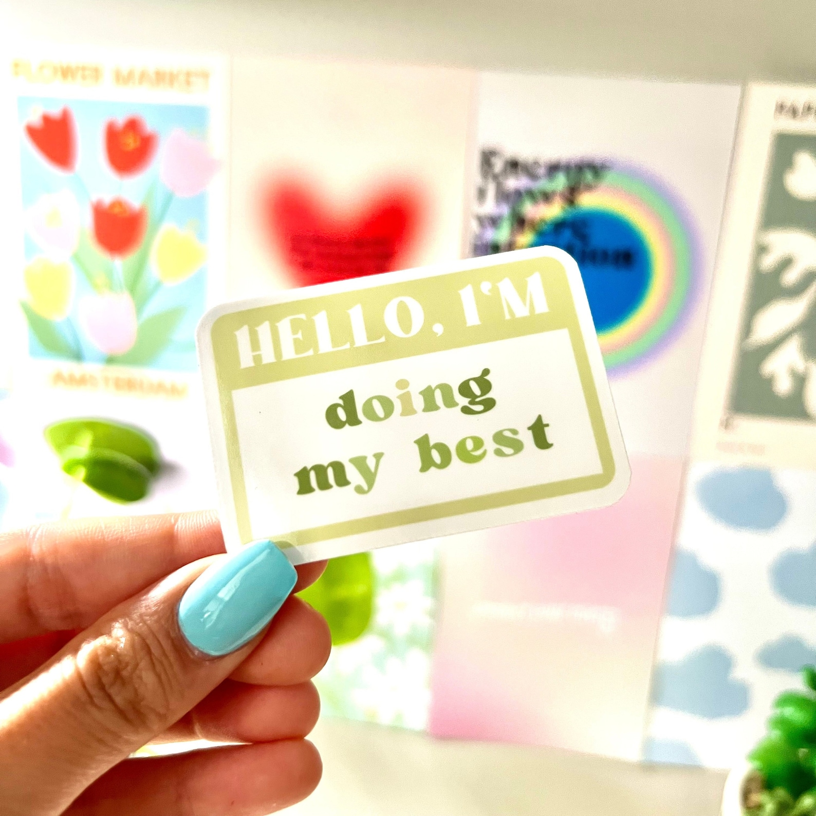 Gradient Sage Green Name Tag Sticker FREE Shipping - Etsy