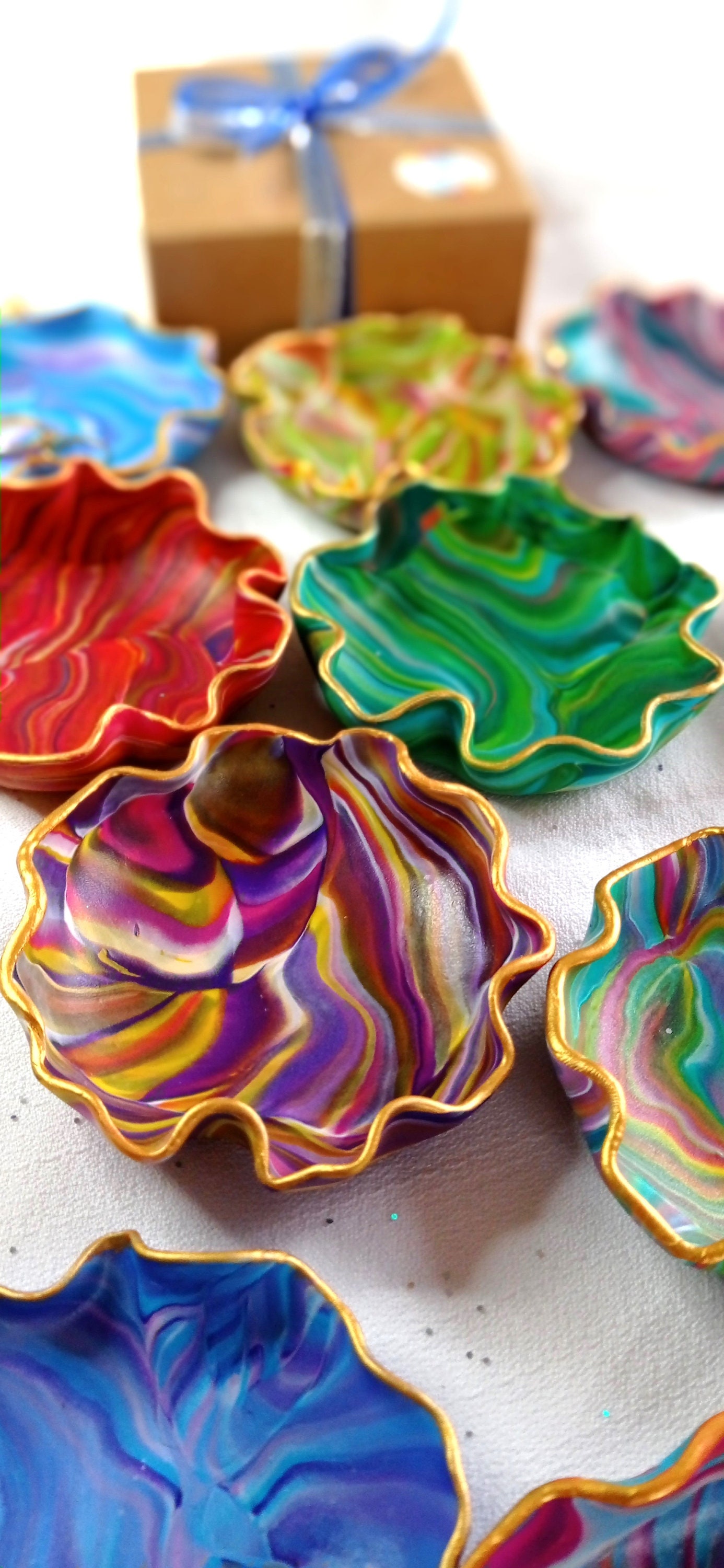 Ciotola in argilla polimerica colorata, Piattino portagioie, svuota ...