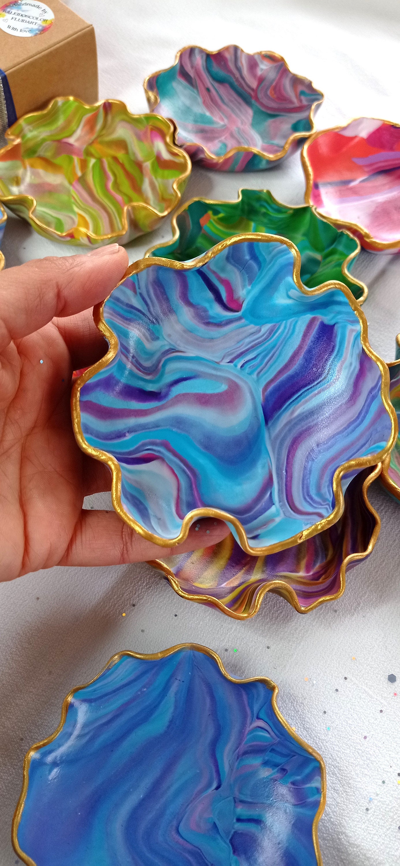 Ciotola in argilla polimerica colorata, Piattino portagioie, svuota ...