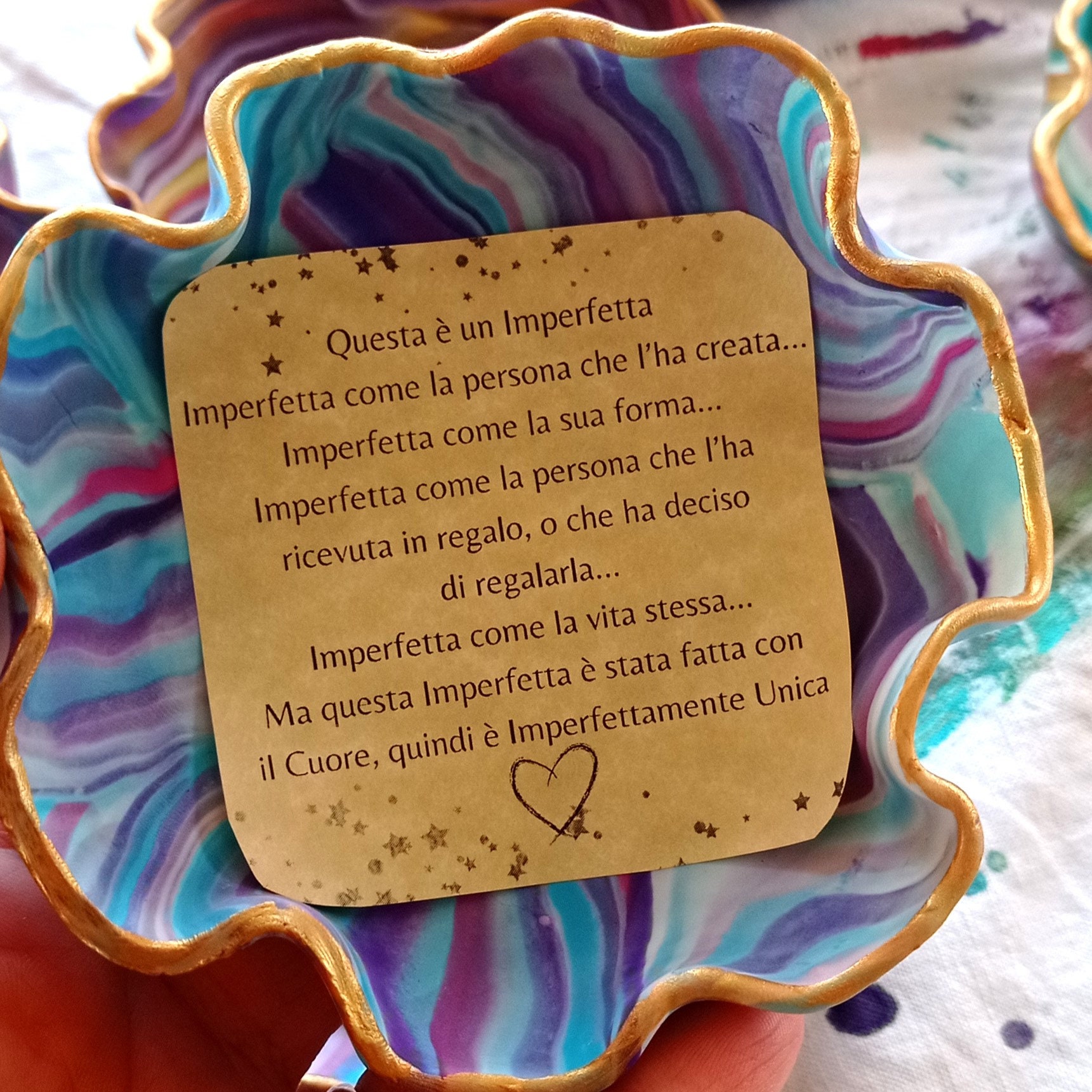 Ciotola in argilla polimerica colorata, Piattino portagioie, svuota ...