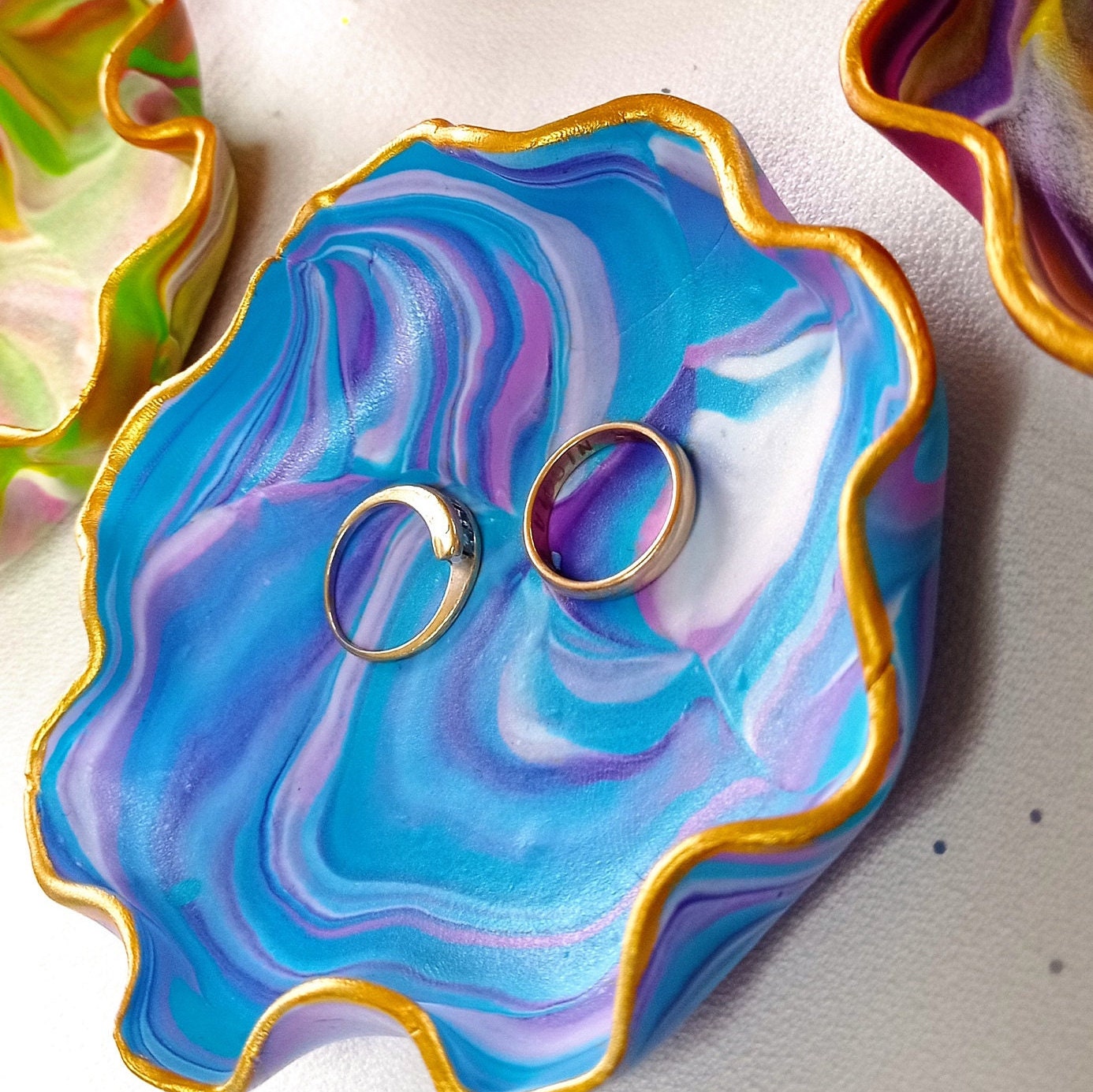 Ciotola in argilla polimerica colorata, Piattino portagioie, svuota ...