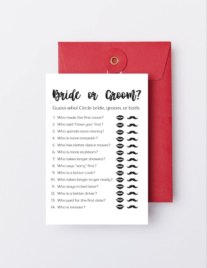 Bride or Groom Questionnaire. PDF. Printable. Digital Download. Bridal ...