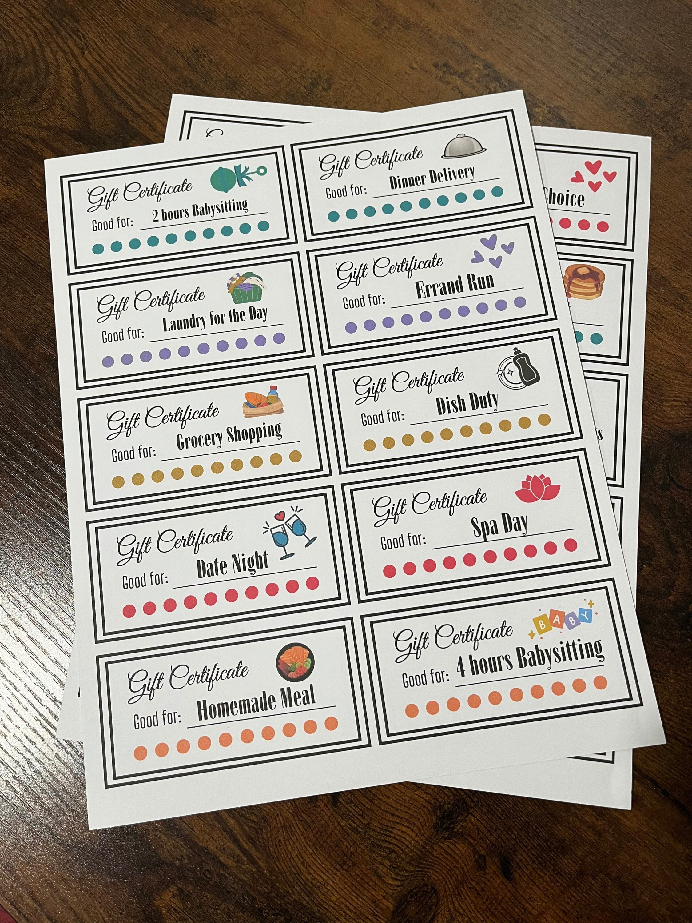 Printable New Parent Gift Coupons or Baby Shower Gift - Etsy