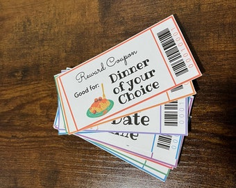 Printable Kids Coupon Set Fun Reward Coupons for Children DIY Activity ...