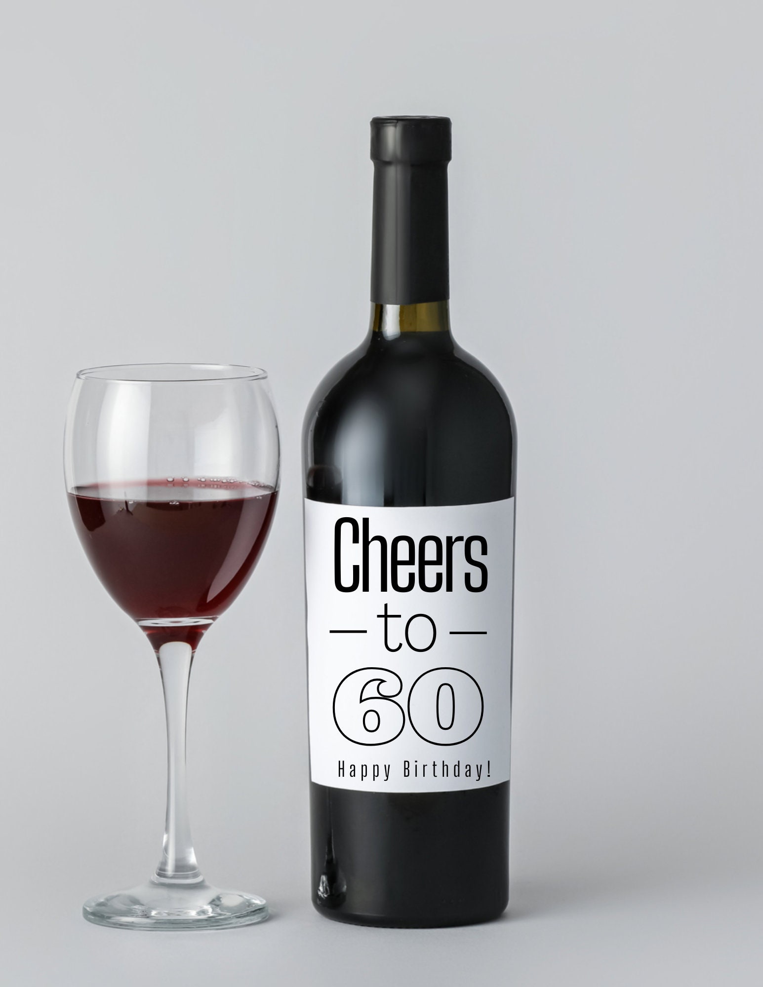60th Birthday Wine Label . Digital Download , Printable 2 Sizes, Pairs ...