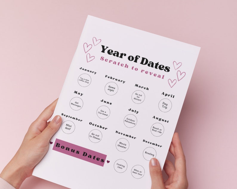 Year of Dates Scratch Cards , Printable - Etsy Australia