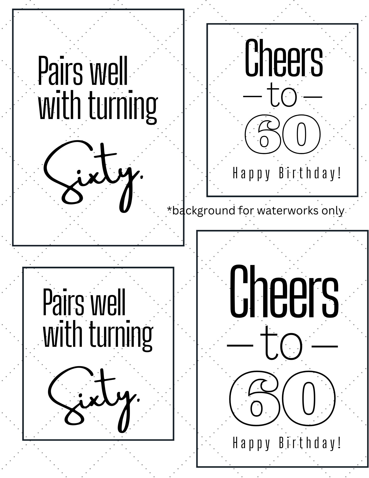 60th Birthday Wine Label . Digital Download , Printable 2 Sizes, Pairs ...