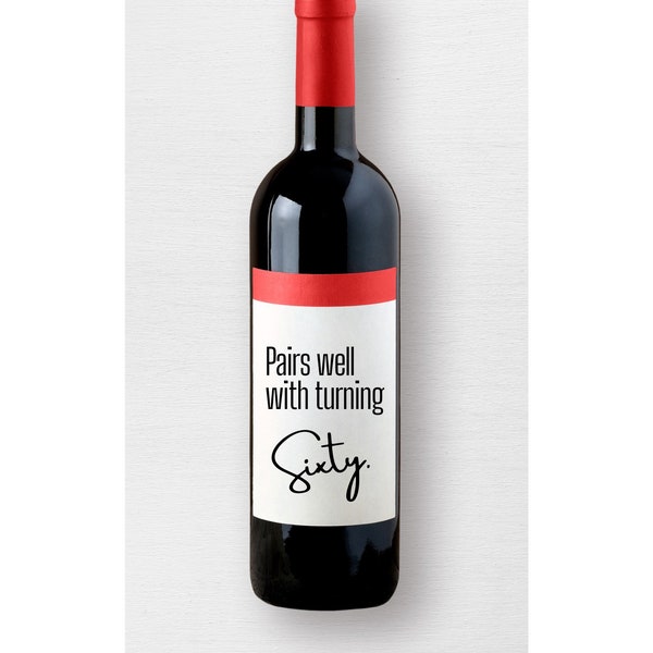 60th Birthday Wine Bottle Labels - Etsy