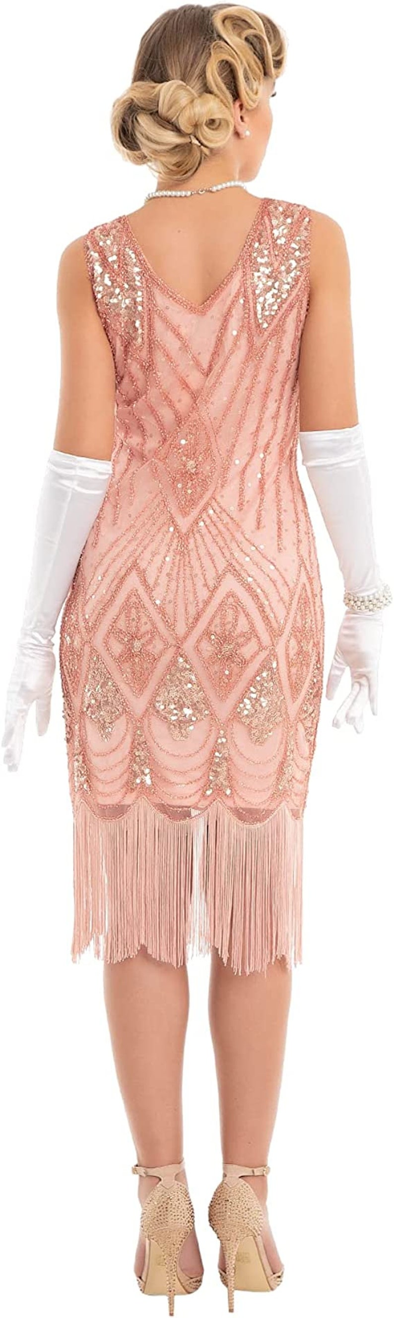 1920s Style Rose Gold Flower Flapper Dress Sizes S to XL - Etsy