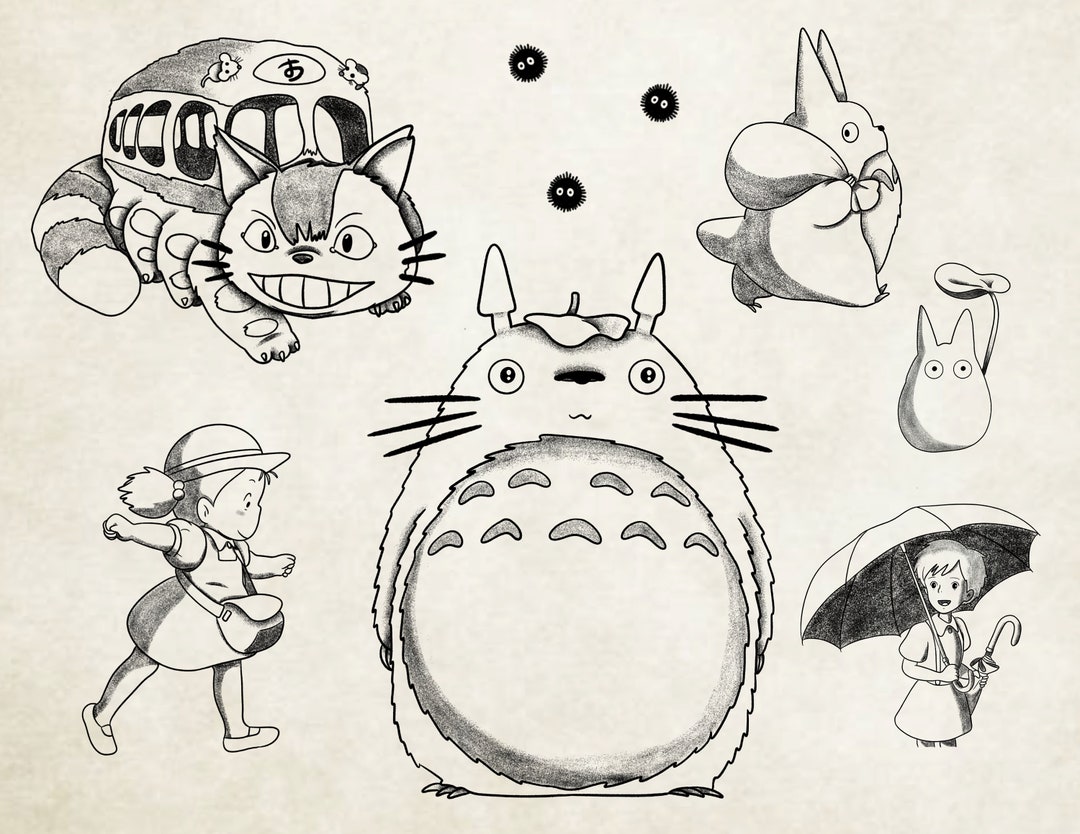 Studio Ghibli Tattoo Flash Sheet Totoro - Etsy UK