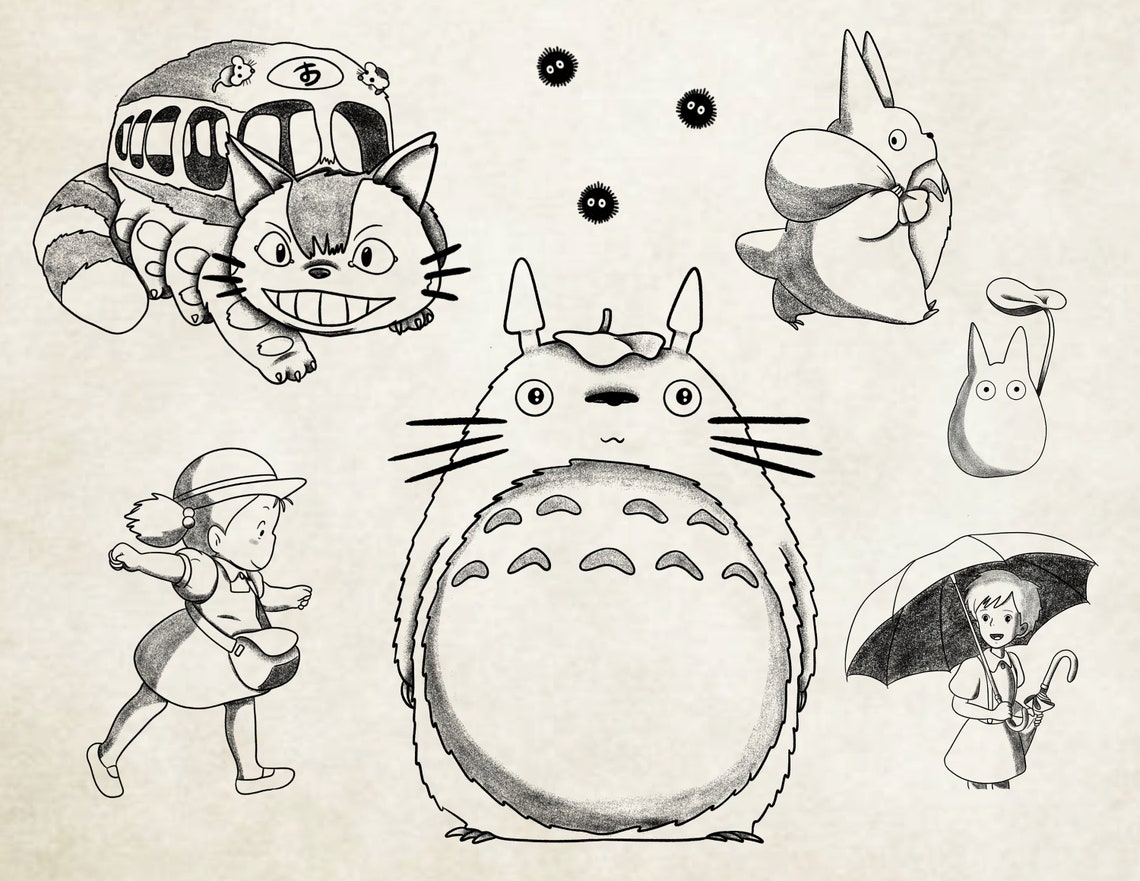 Studio Ghibli Tattoo Flash Sheet Totoro - Etsy