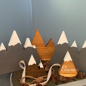 Wooden Mountains | Centerpieces | 3 Peak | Rustic Table Numbers ...