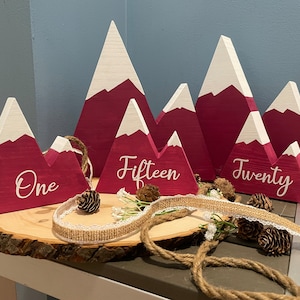 Wooden Mountains | Centerpieces | 3 Peak | Rustic Table Numbers ...