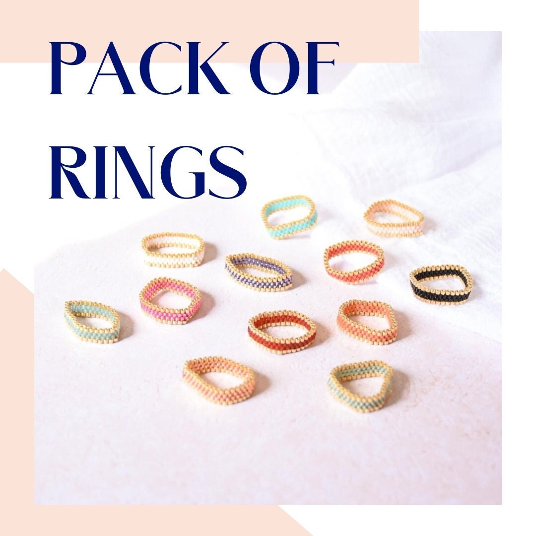 Miyuki Ring Set, Miyuki Ring, Peyote Ring, Miyuki Jewelry, Beaded Ring ...