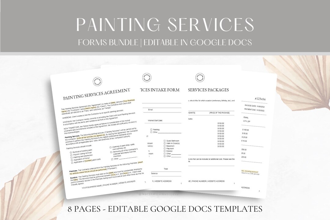 Editable Painting Services Contract Template, Professional Painter ...