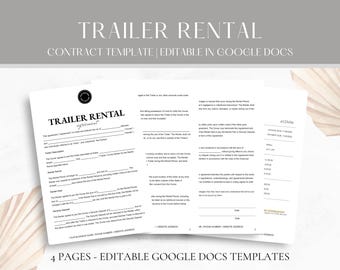 Editable Trailer Rental Agreement Template, Trailer Rental Contract ...