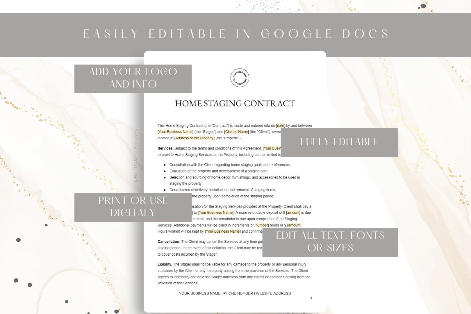 Editable Home Staging Business Templates Bundle, Real Estate Home ...