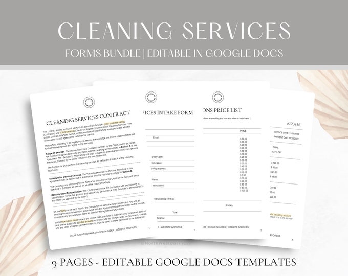 EDITABLE Cleaning Service Contract Bundle, Maid Forms CANVA Template ...