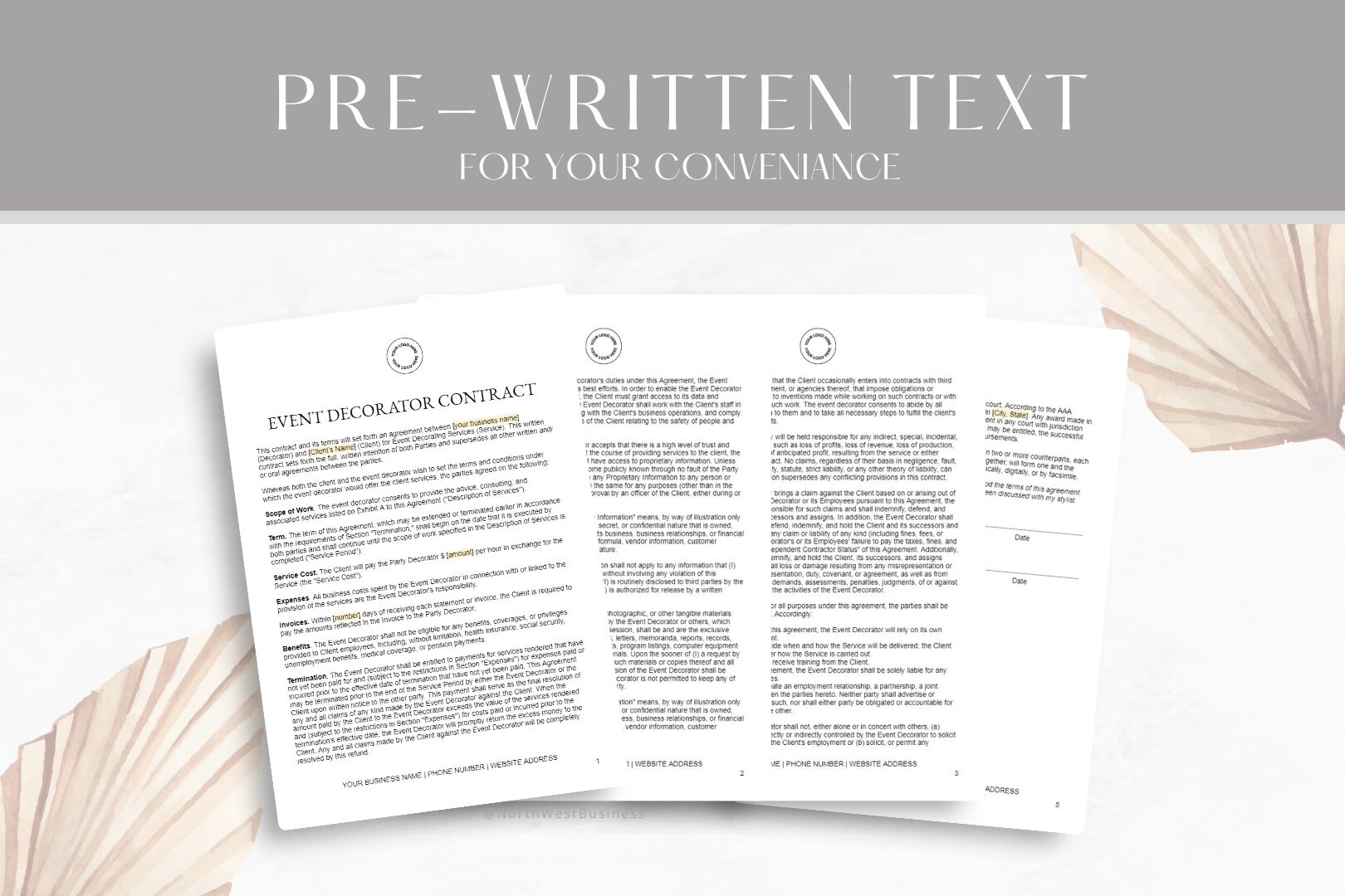 Editable Event Decorating Services Contract Template, Party Decorator ...