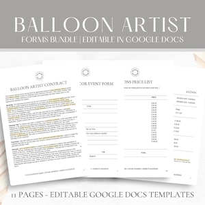 Editable Balloon Artist Contract Template, Freelance Balloon Artist ...