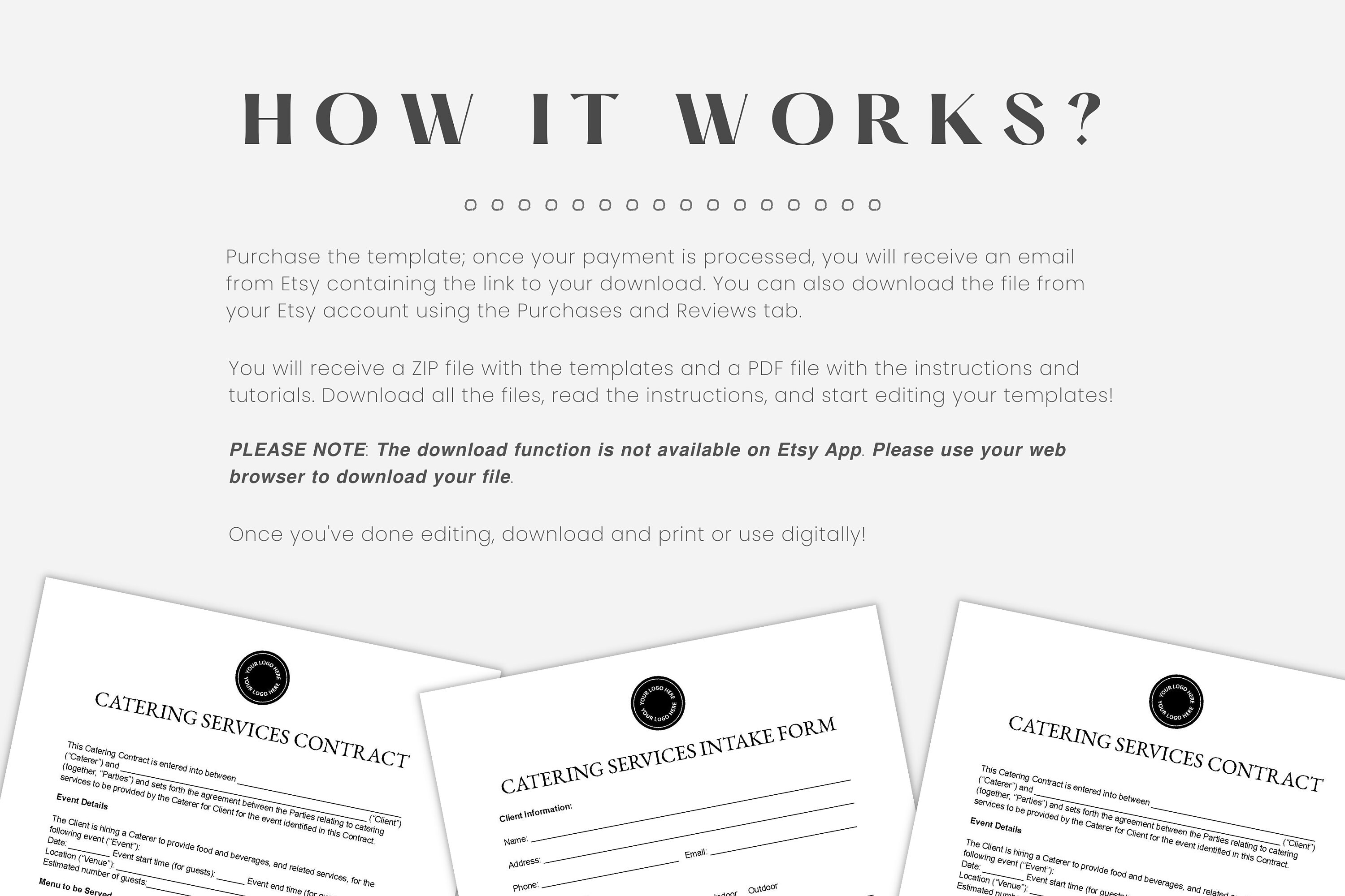Editable Catering Business Forms Bundle, Catering Contract Template ...