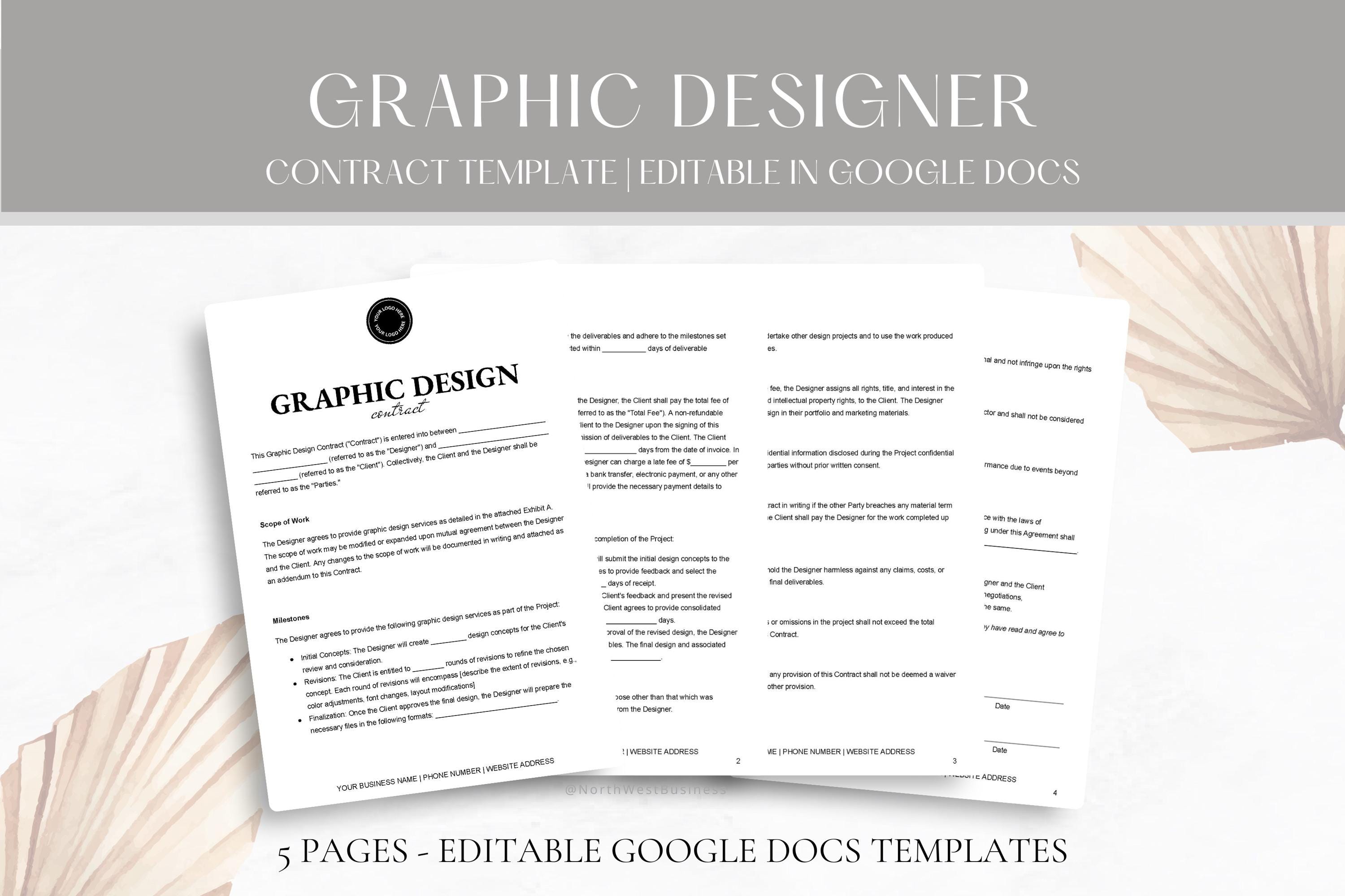 Editable Graphic Design Contract Template, Incl. Intake Form and ...