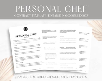 Editable Personal Chef Contract Template, Private Chef Contract Template, Personal Chef Service ...