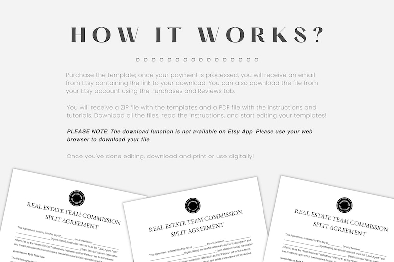 Editable Real Estate Team Commission Split Agreement Template, Realtor ...