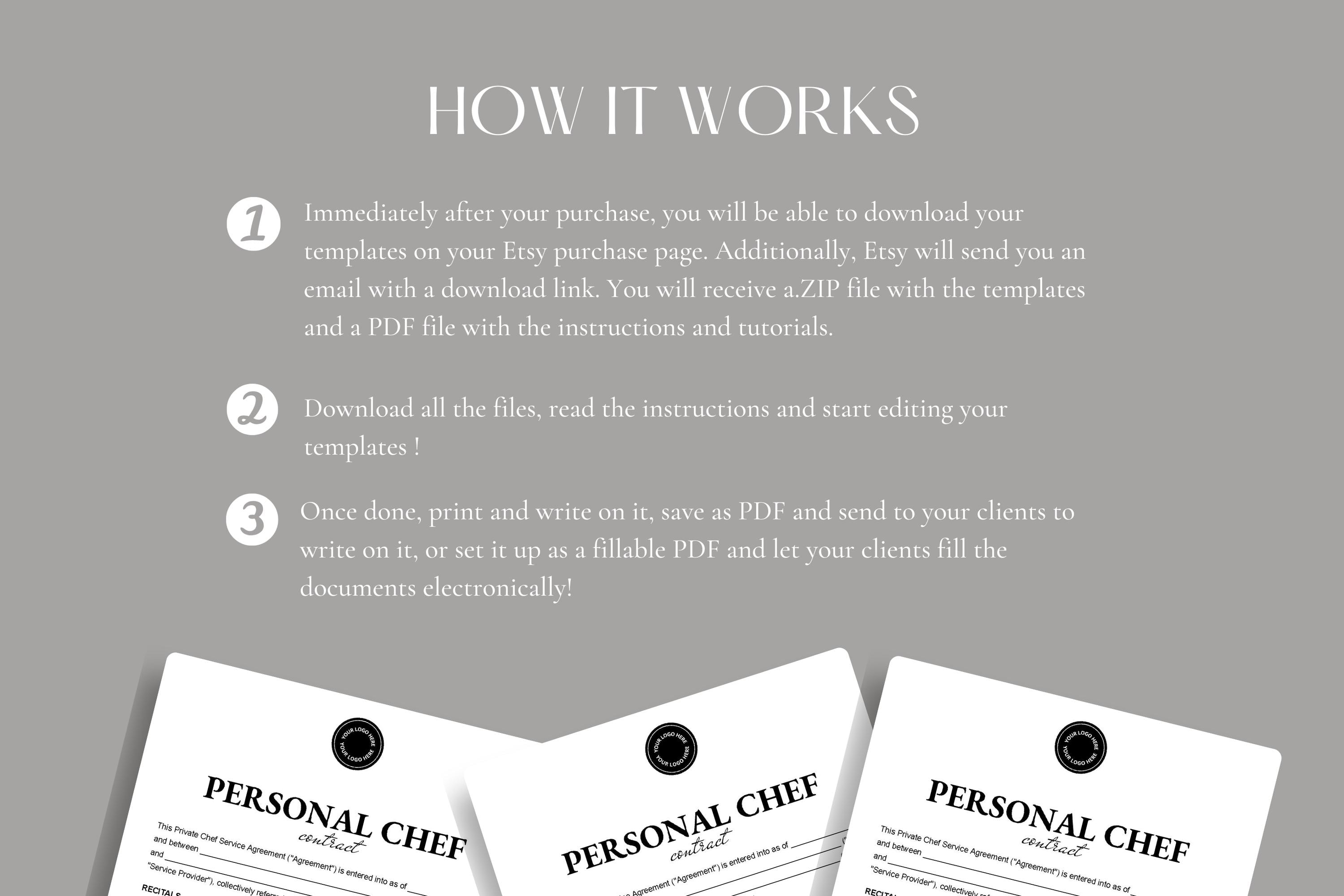 Editable Personal Chef Contract Template, Private Chef Contract ...