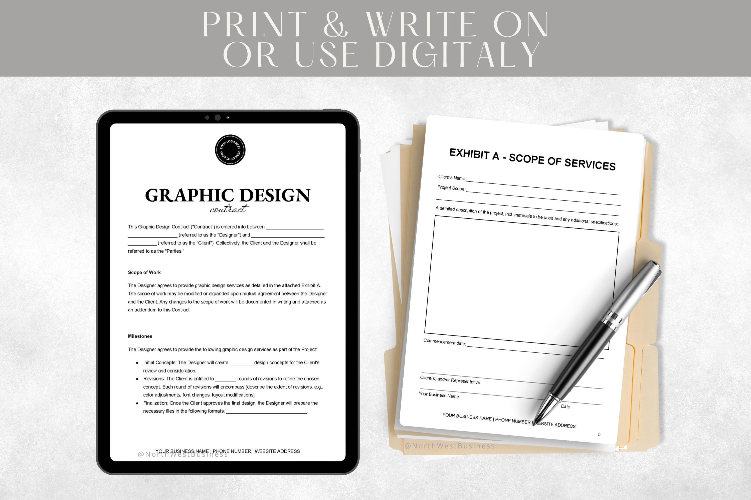 Editable Graphic Design Contract Template, Incl. Intake Form and ...