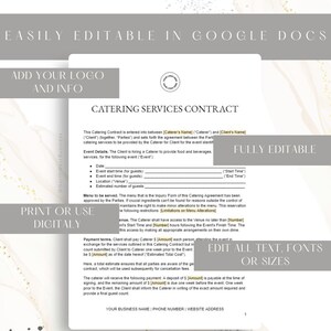 Editable Catering Contract Template, Food Service Contract Template ...