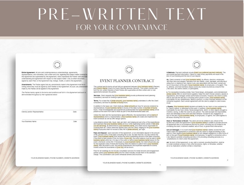 Editable Event Planner Contract Template Professional Event - Etsy