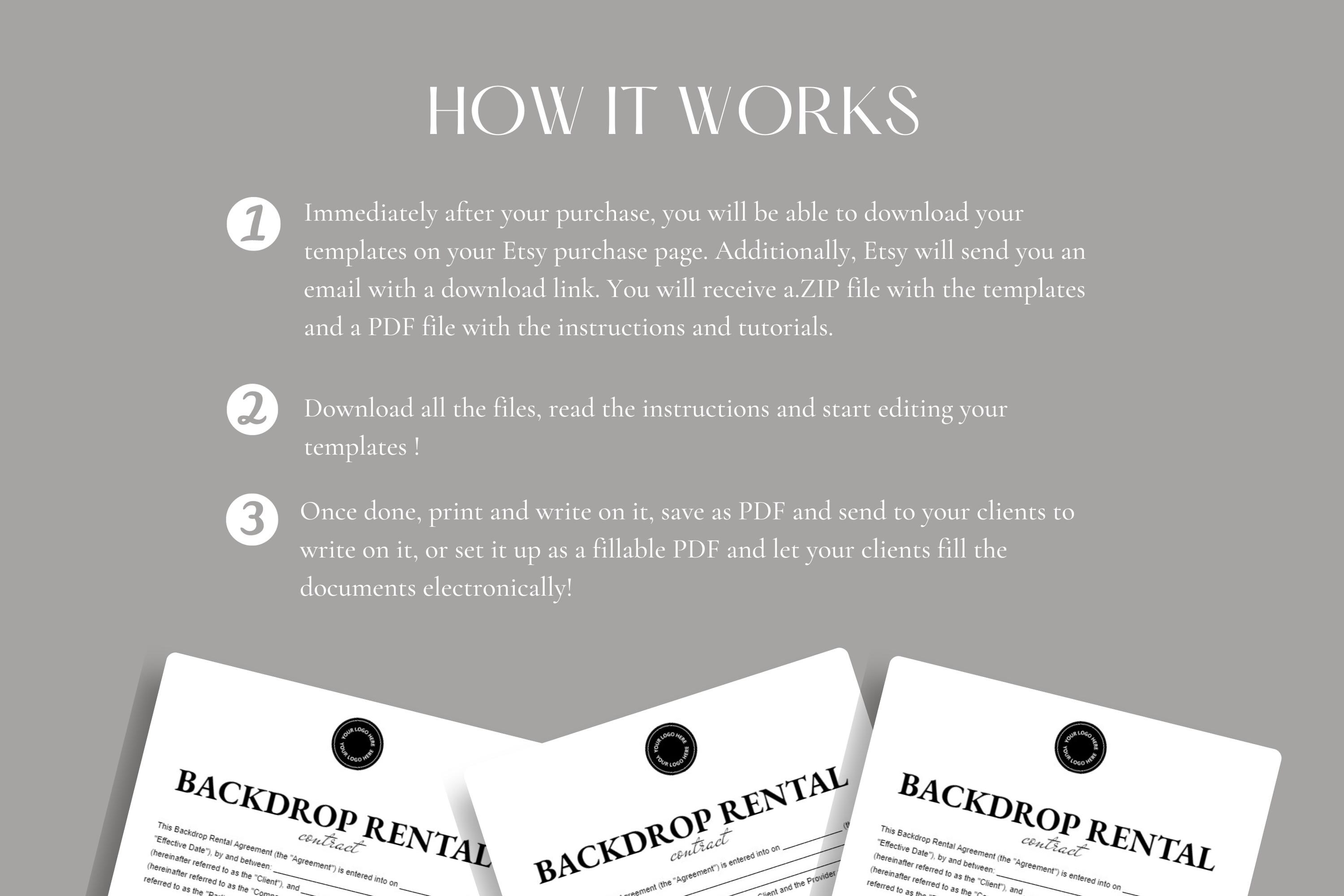 Editable Backdrop Rental Agreement, Party Equipment Rental Contract ...