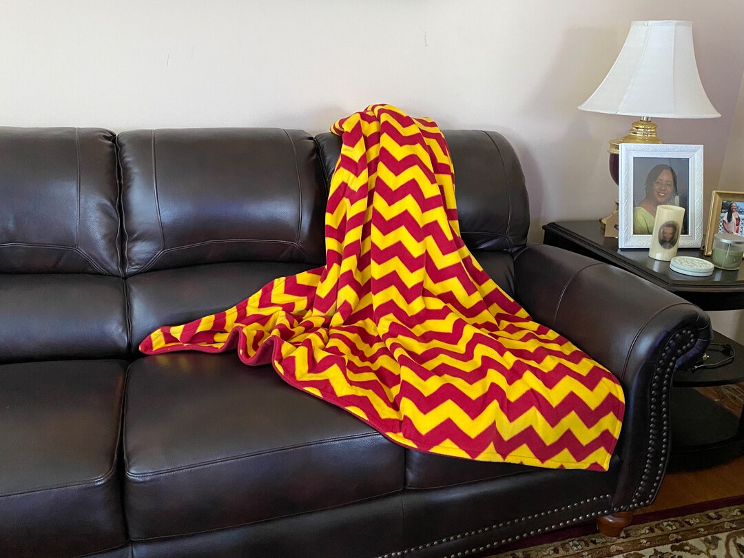 Gold & Maroon Chevron Design Throw - Etsy