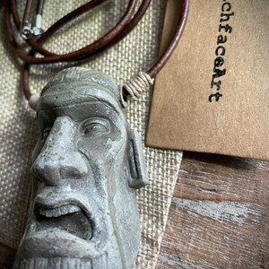 Good Luck Tiki Moai Leather Pendent Necklace - Etsy
