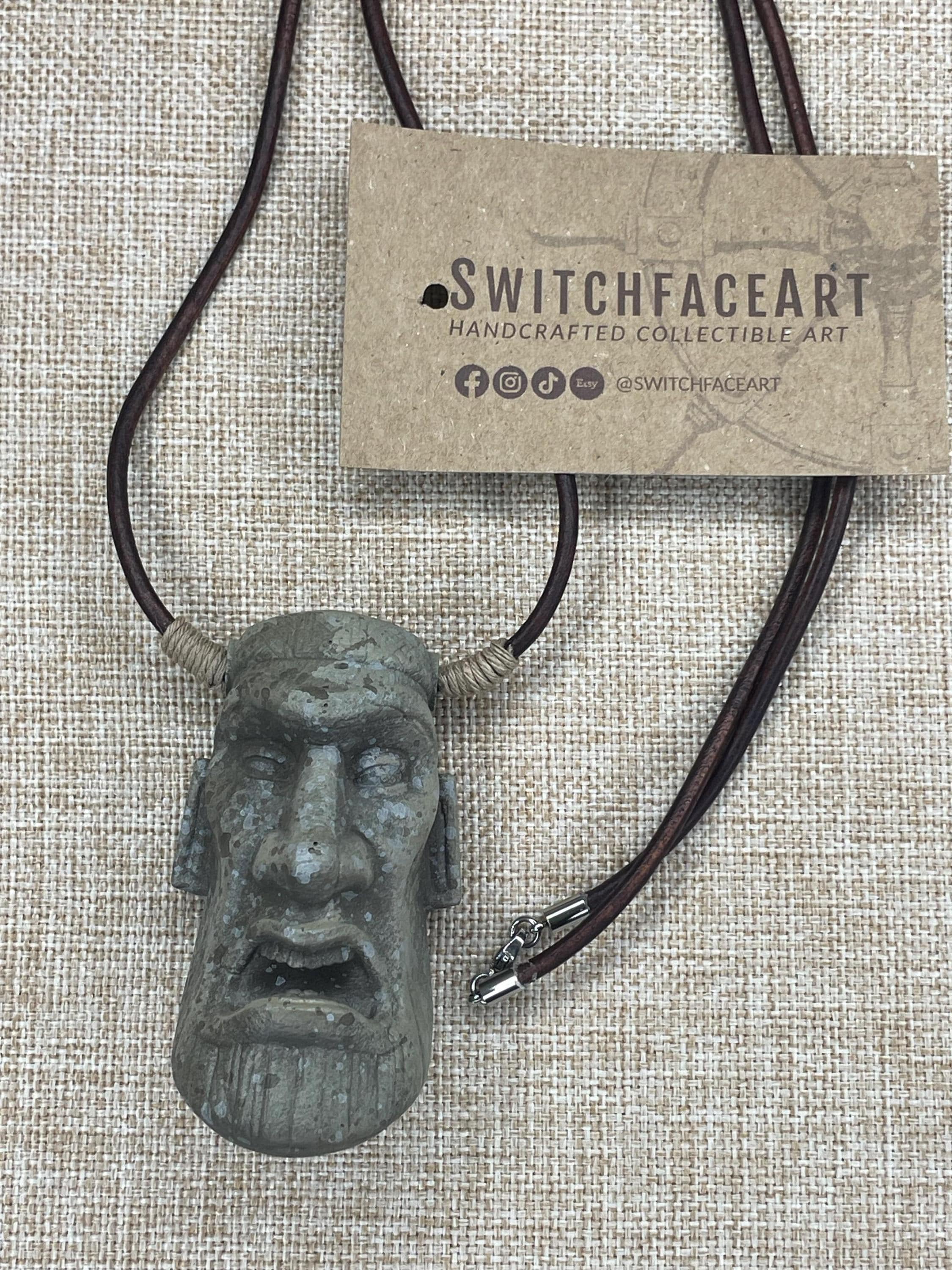 Good Luck Tiki Moai Leather Pendent Necklace - Etsy