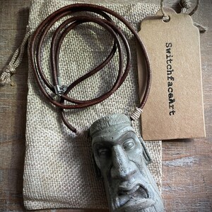 Good Luck Tiki Moai Leather Pendent Necklace - Etsy
