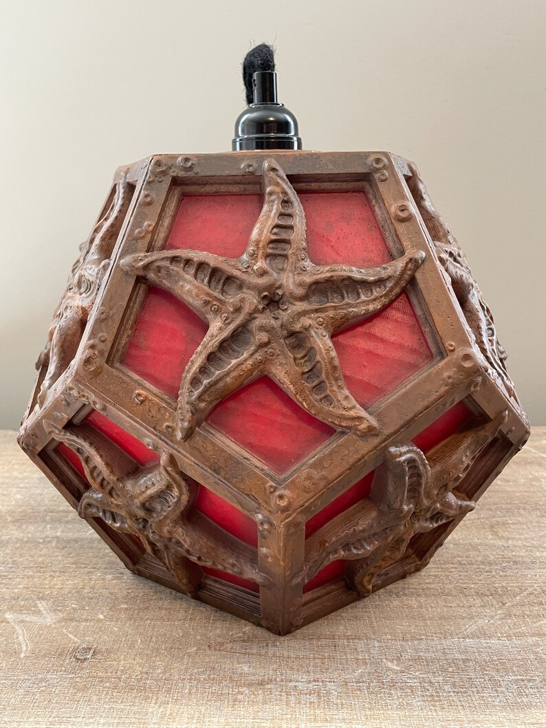 Tiki Sea Star Nautical Pendant Lamp With Light Rust With Red Accents - Etsy