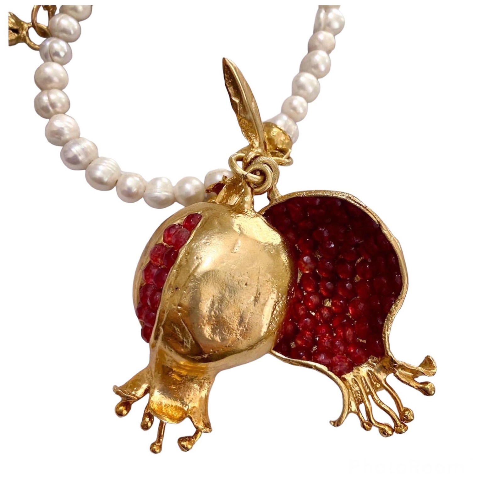 Pomegranate and Pearl Statement Necklace - Etsy