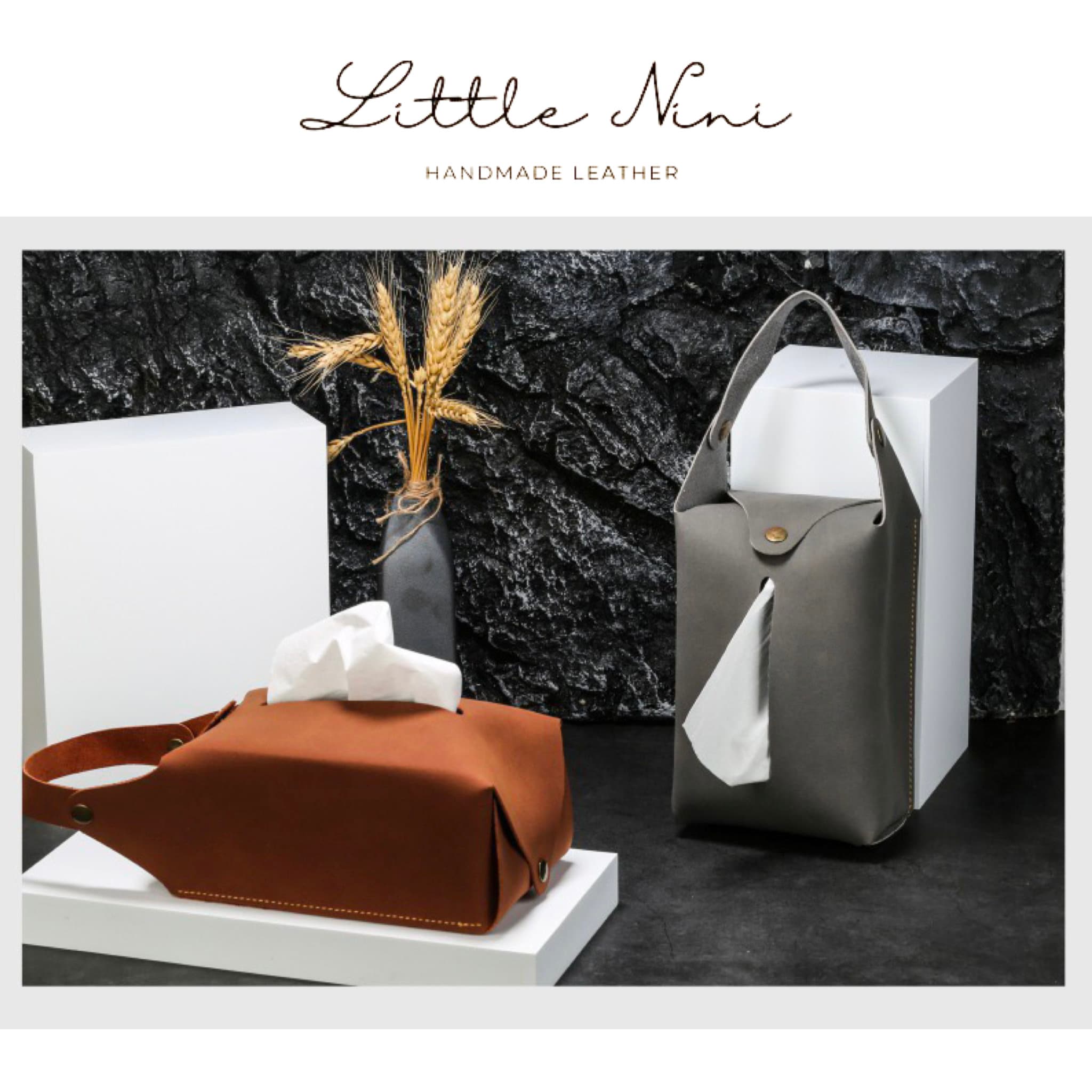 Hangable Leather Tissue Box Cover. Tissue Holder. Full Grain Leather ...