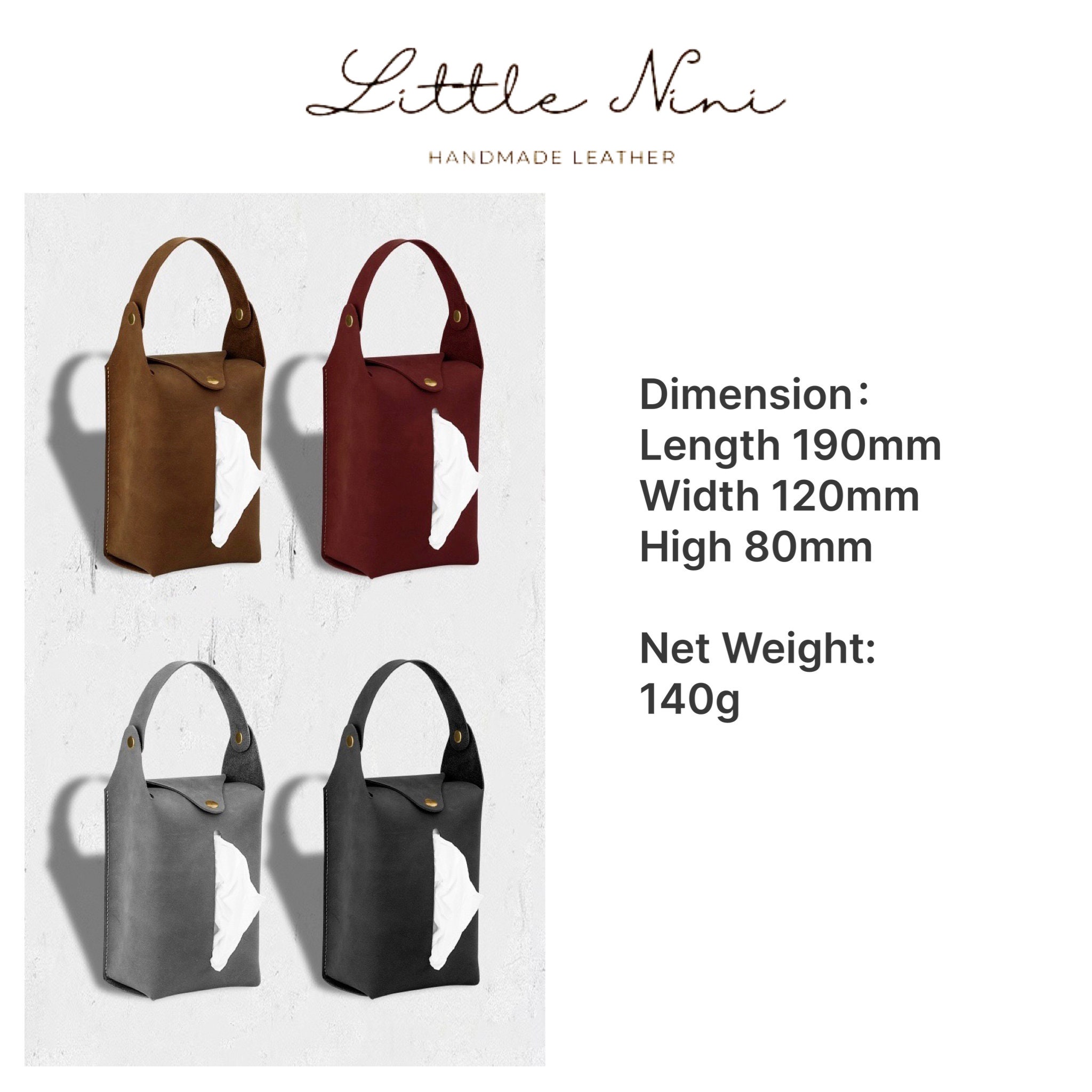 Hangable Leather Tissue Box Cover. Tissue Holder. Full Grain Leather ...