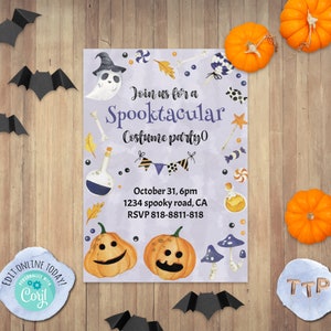 Editable Halloween Party Invitation Cute Kids Halloween Birthday Invite ...