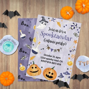 Editable Halloween Party Invitation Cute Kids Halloween Birthday Invite ...