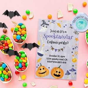 Editable Halloween Party Invitation Cute Kids Halloween Birthday Invite ...