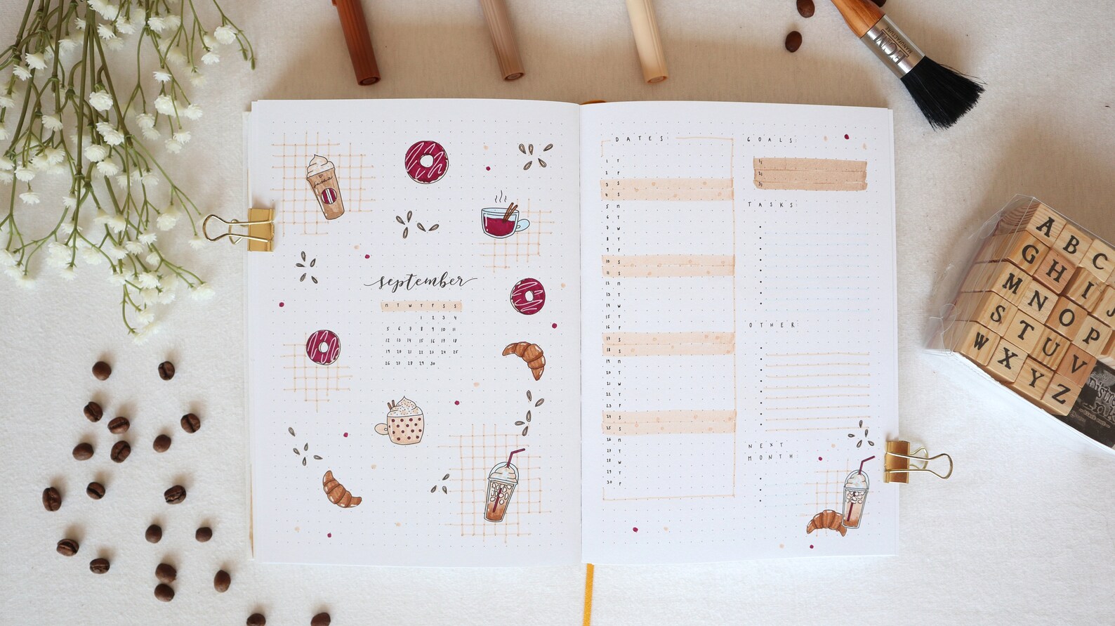 Undated Bullet Point Journal Printable Pumpkin Spice Theme - Etsy