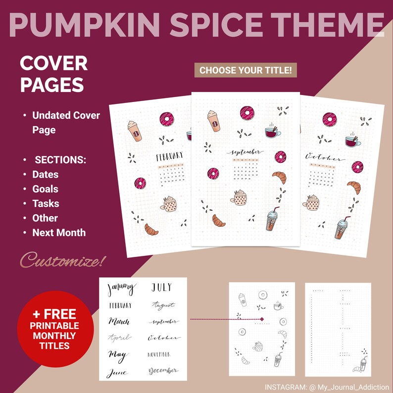 Undated Bullet Point Journal Printable Pumpkin Spice Theme - Etsy