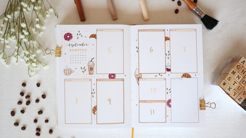 Undated Bullet Point Journal Printable Pumpkin Spice Theme - Etsy