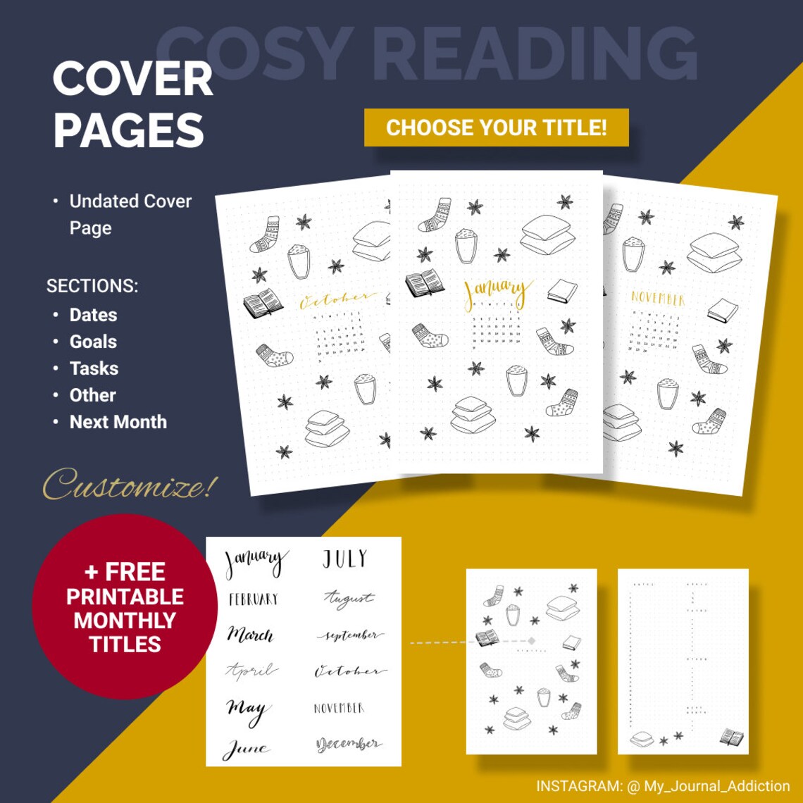 Undated Bullet Point Journal Printable Cosy Reading Theme - Etsy